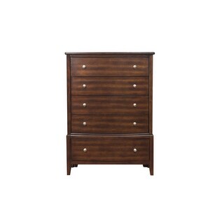Dark Cherry Finish 1pc Chest of 5x Drawers Satin Nickel Tone Knobs ...