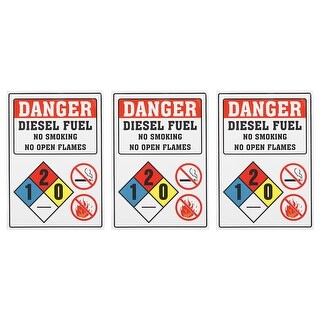 Warning Sign 7x10" Adhesive Labels Danger Diesel Fuel Stickers ...
