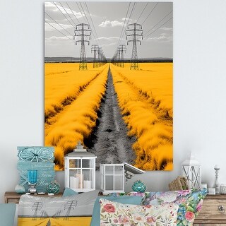 Designart "Yellow Power Lines Energy Trails" Power Lines Wall Decor ...