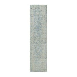 Shahbanu Rugs Gray with Touches of Blue Wool and Plant Based Silk ...