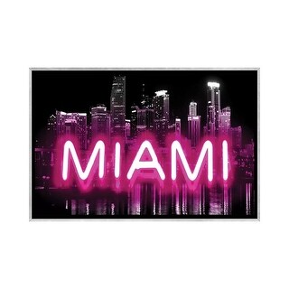 iCanvas "Neon Miami Pink On Black" by Hailey Carr Framed - Bed Bath ...