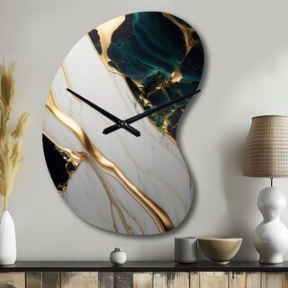 Abstract Geode Gold And Green Marble II - Abstract Marble Wall Clocks ...