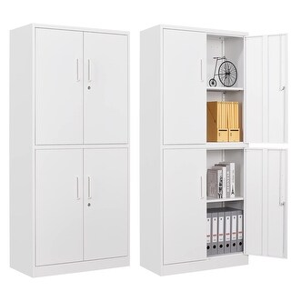 Metal Storage Cabinet with Lock Door, Adjustable Shelf Steel Cabinets ...