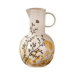 Let It Bee Floral Hand Painted Stoneware Water Beverage Pitcher Large ...