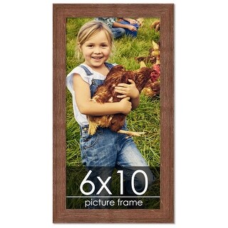 6x10 Frame Brown Barnwood Picture Frame with UV Acrylic Glass, Foam ...