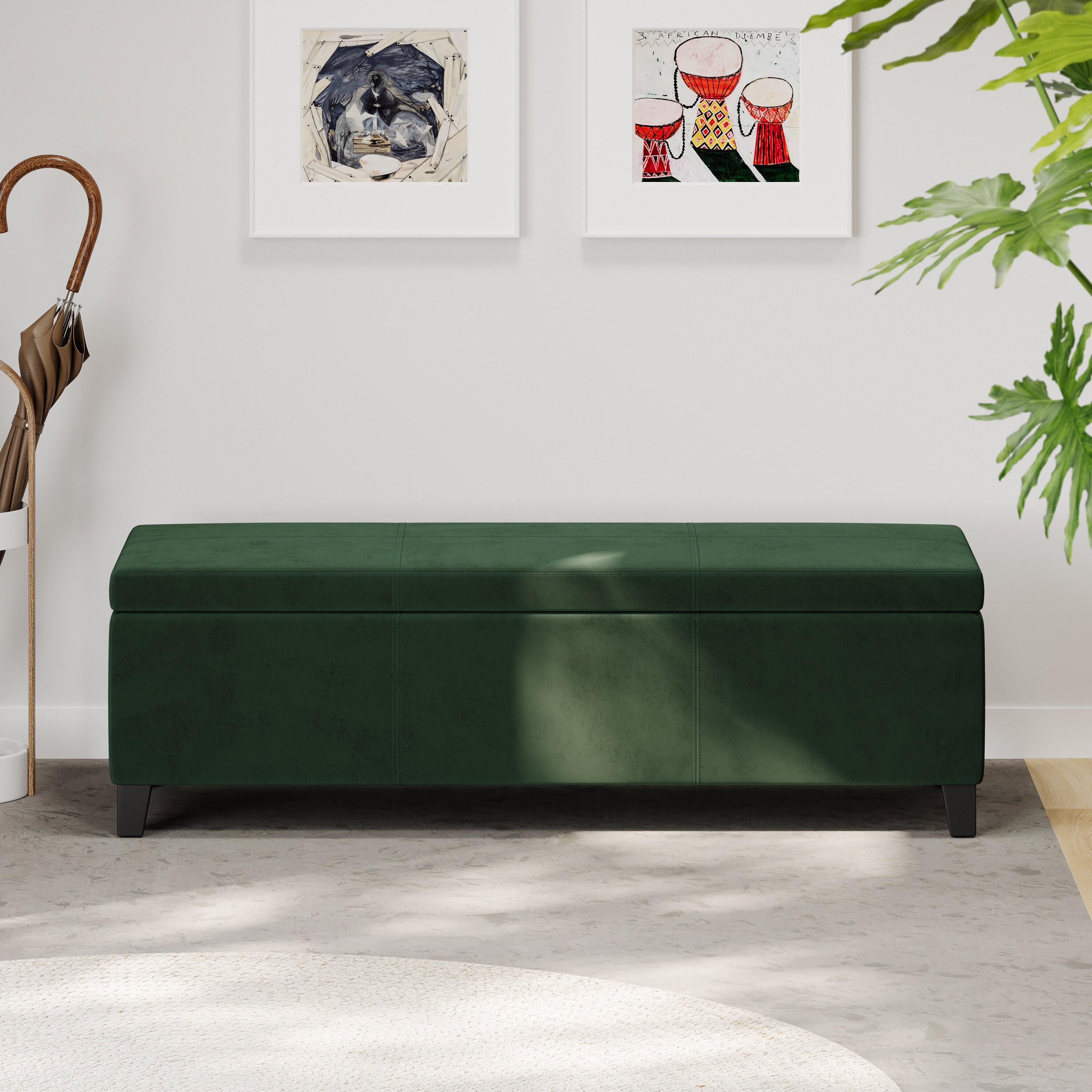 Green velvet ottoman bench store