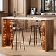 55" Long Bar Table Counter Height Pub with Faux Marble Tabletop for ...