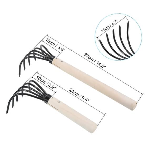 2Pieces 5 Tines Garden Claw Rake Hand Rake Cultivator Claw Soil Tiller ...