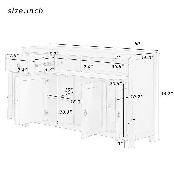Multi-layers Long Wood Storage Cabinet with Drawers and Shelves - Bed ...
