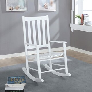 Rustic Rocking Chairs White Acacia Wood Slat Back - Bed Bath & Beyond ...