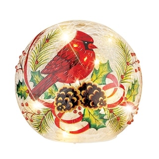 Festive Holiday Cardinal Crackle Glass Lighted Ball - Bed Bath & Beyond ...