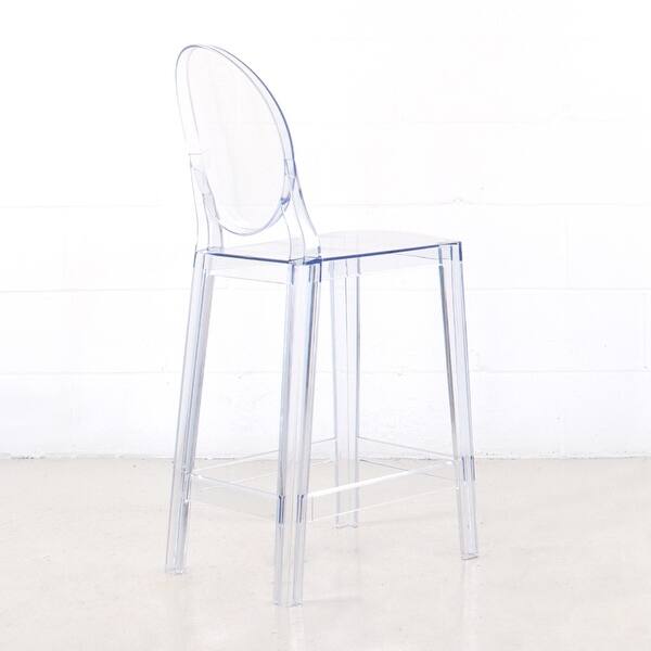 (Set of 2) Casper Round Back Transparent Plastic Counter Stool - Bed ...