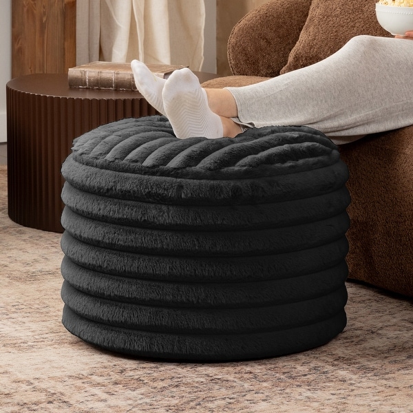Jaxx Paran Pouf Fluffy Faux Fur Ottoman for Modern Interior Design