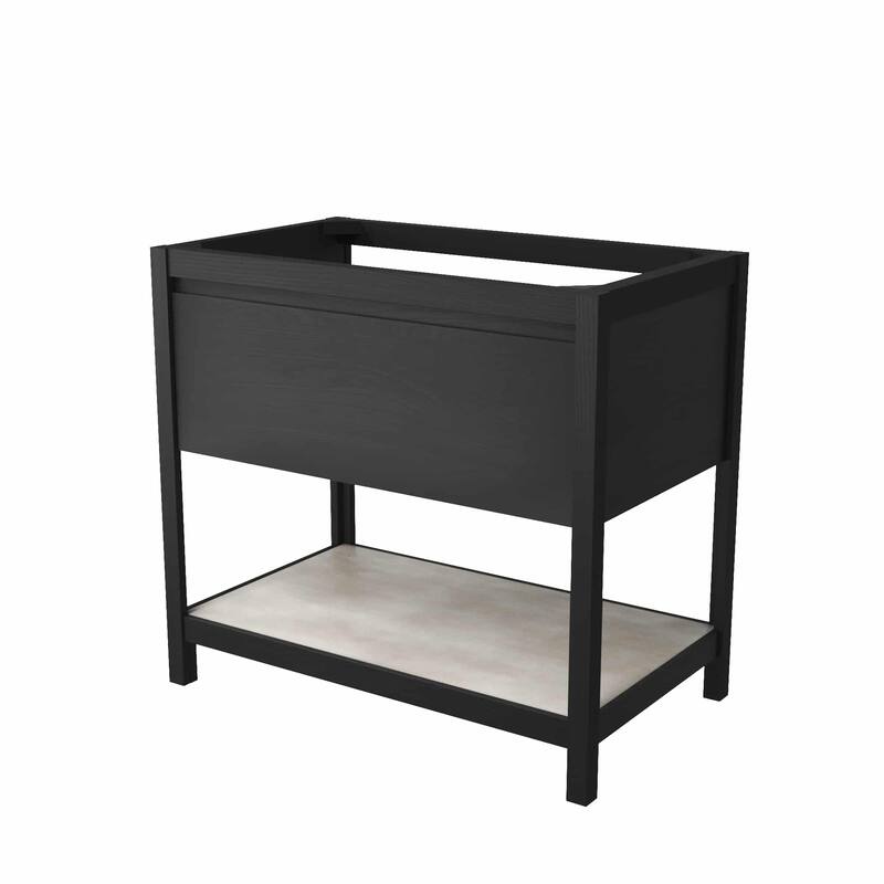 Solace Oak Vanity with Concrete Shelf (Base Only) - Overstock - 31578216