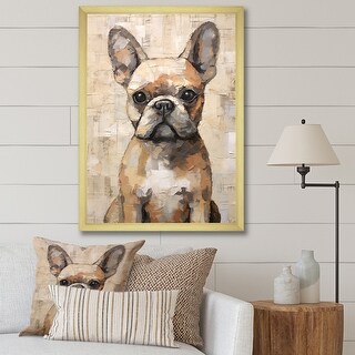 Designart "Boston Terrier Playful Portrait " Animals Dog Framed Canvas ...