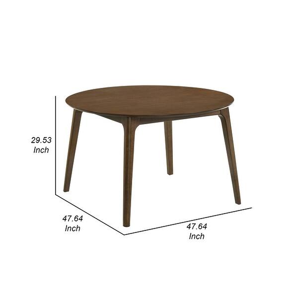Kiq 48 Inch Dining Table, Wood, Round Tabletop, Angled Legs, Walnut ...