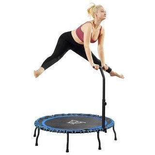 40" Foldable Mini Fitness Trampoline with Adjustable Handle Bar, 48 ...