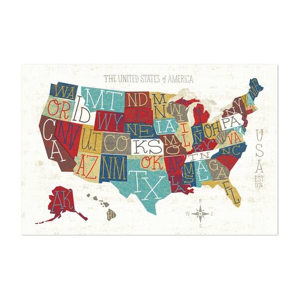 Colorful USA Map Maps Floral Botanical Nature Rose Art Print/Poster ...