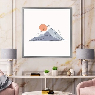 Designart "Abstract Mountainscape With Red Moon" Modern Framed Art ...