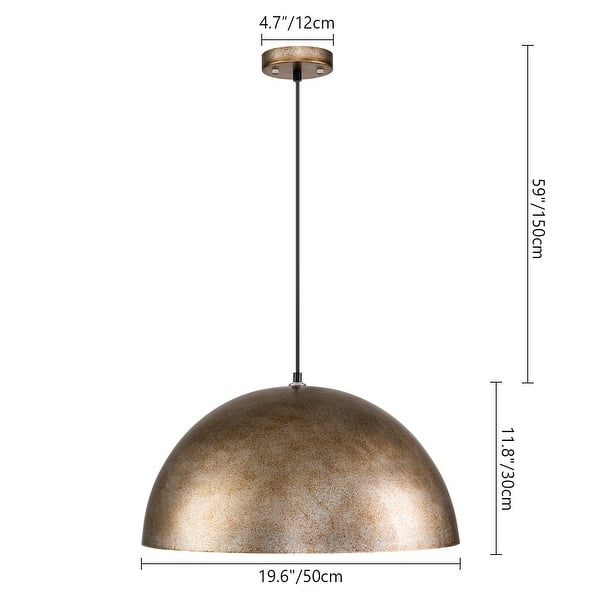 1-Light Modern Industrial Distressed Silver Gold Leaf Bowl Oversized ...