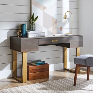 Modern 3-Drawer Writing Desk, Toasted Brown Ash Finish - Bed Bath ...
