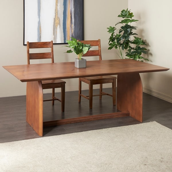 Brown Mango Wood Mid Century Modern Dining Table with Arched Legs - Bed ...