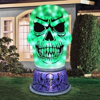 Occasions Airflowz 6 ft. Inflatable Skull with Swirling Lights - Bed ...