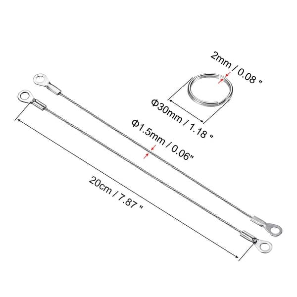 Stainless Steel Lanyard Cable Rope with Key Rings - Silver - Bed Bath ...