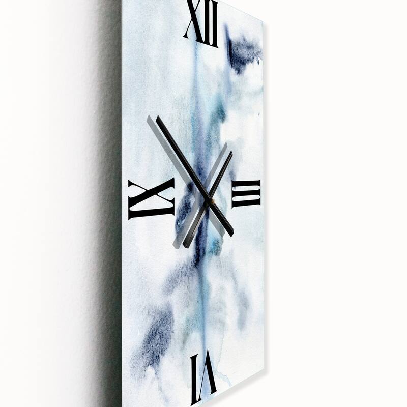 Designart 'Abstract Of Dark Blue Clouds V' Modern Metal Wall Clock ...
