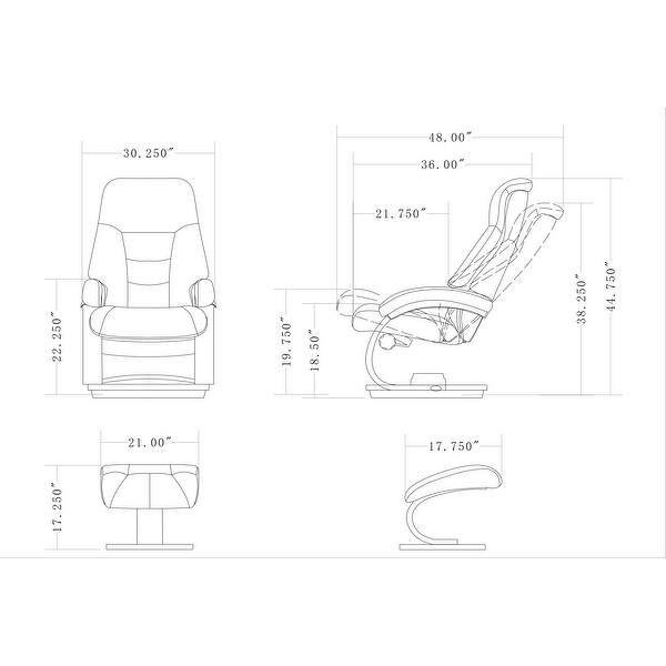 Relax-R Montreal Recliner and Ottoman Top Grain Leather - Bed Bath ...