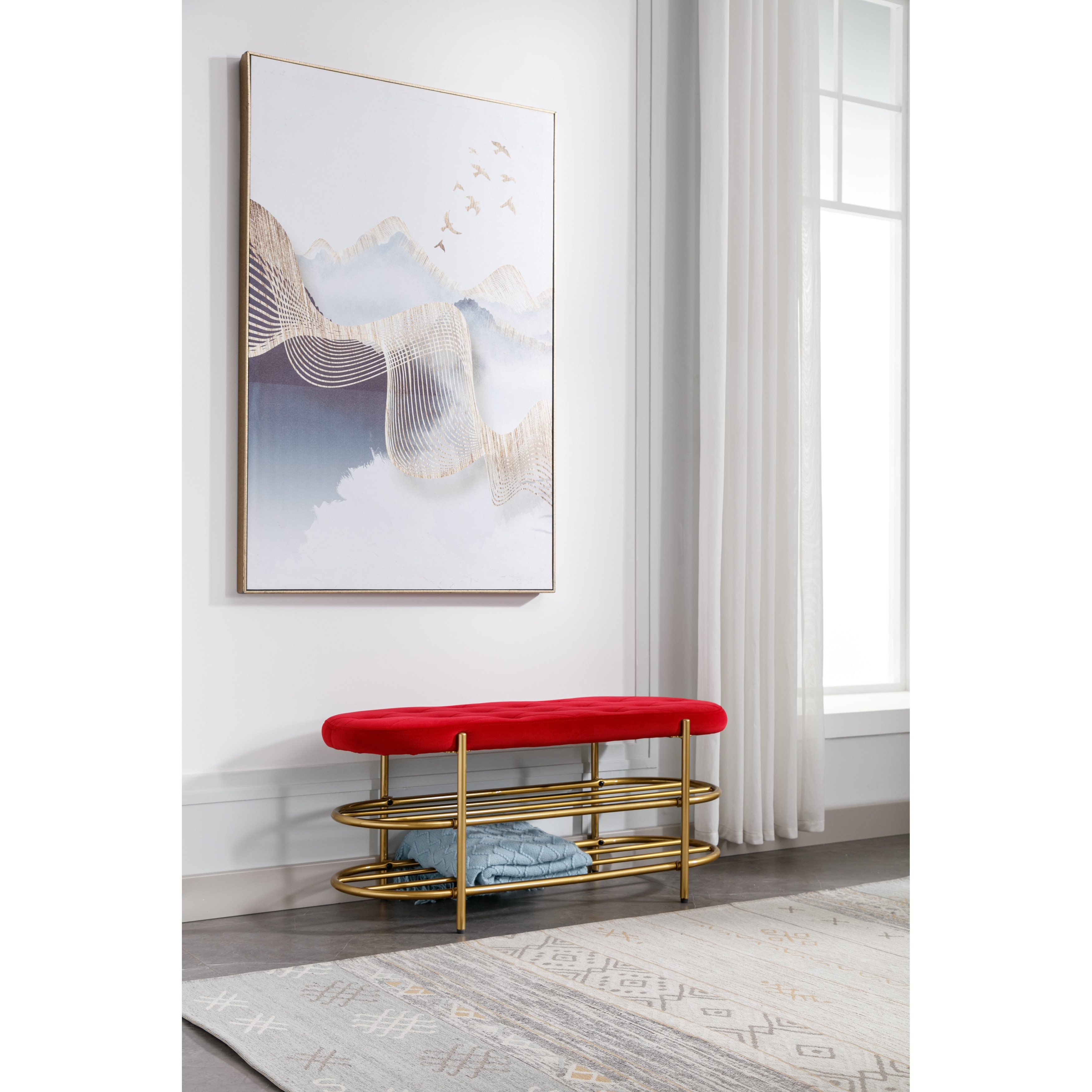 Stylish Upholstered Bench Entryway Shoe Benches with Padded Seat ...