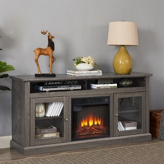 TV Stand with 18" Fireplace Insert with Storage Space - Bed Bath ...