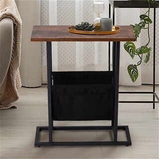 Narrow Side Table, Slim End Table Magazine Table with Storage Holder ...