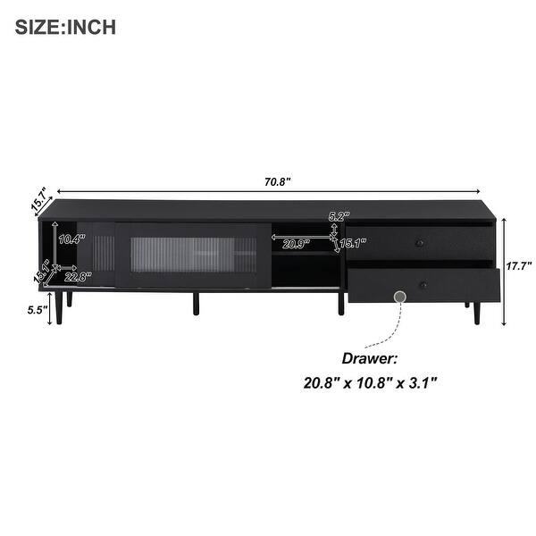 75-Inch TV Stand with Sliding Fluted Glass Doors - Bed Bath & Beyond ...