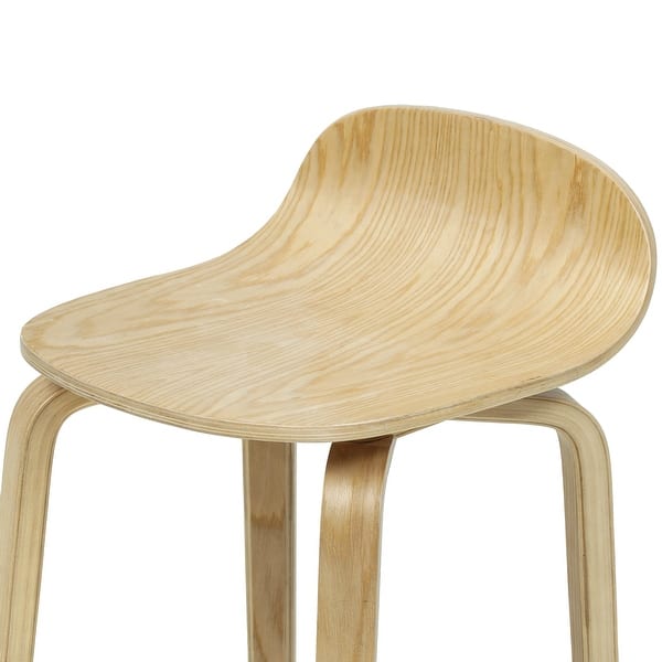 Moasis Modern 26"H Bent Wood Counter Stools, Footrest, Low Back (Set of ...