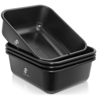 4Pk Commercial Bus Box Utility Tub Plastic Storage Dish Bin 11L - Black ...