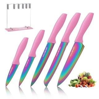 5 Pcs Pink Rainbow Kitchen Knife Set - Bed Bath & Beyond - 39510792