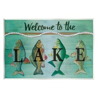 Stupell Welcome Lake Nautical Fishing Rope Wall Plaque Art by ND Art ...