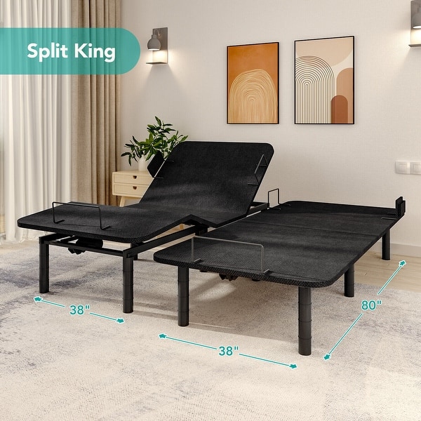 FlexiSpot Electric Adjustable Bed Frame with Wireless Remote Zero ...