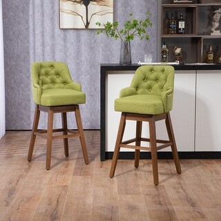 Bar Stools Bar Stool Set of 2, Nailhead Trim Back Counter Chair Olive ...