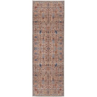 8' Tan Pink And Blue Floral Power Loom Runner Rug - 3'6" - Bed Bath ...