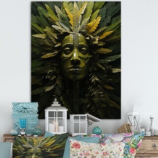 Designart "Modern Tribal Forest Mask I" African Tribal Wall Art - Bed ...