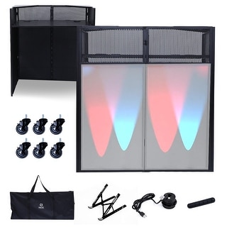 Portable DJ Booth with DJ Facade, 40x20 Inch Folding DJ Table with ...