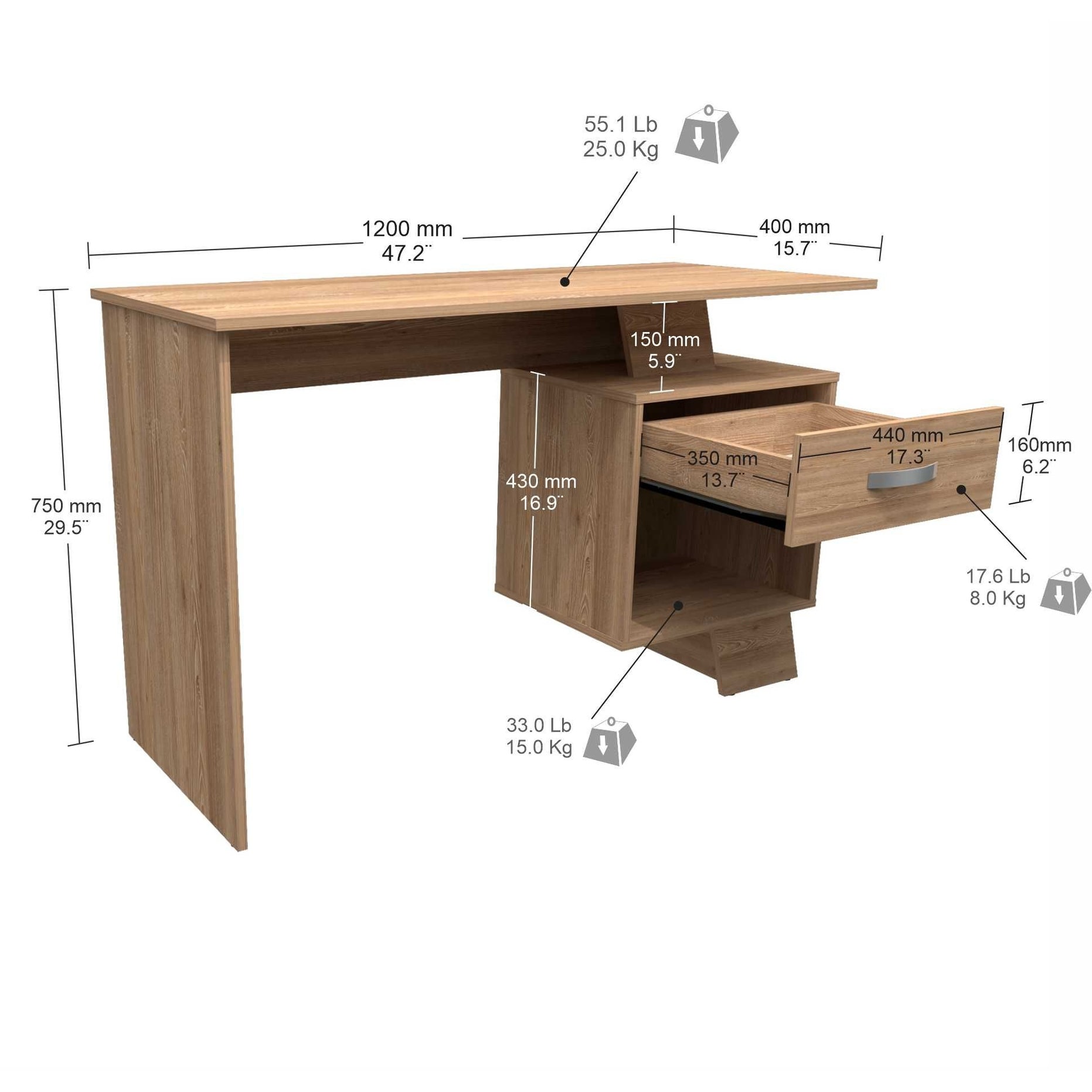 asymmetrical desk