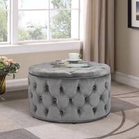 Tufted Large Round Storage Ottoman Beige/ Grey/ Blue - On Sale - Bed ...