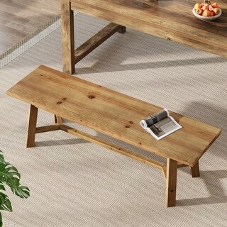 55'' Solid Wood Dining Bench, Farmhouse Long Bench for Kitchen Entryway ...