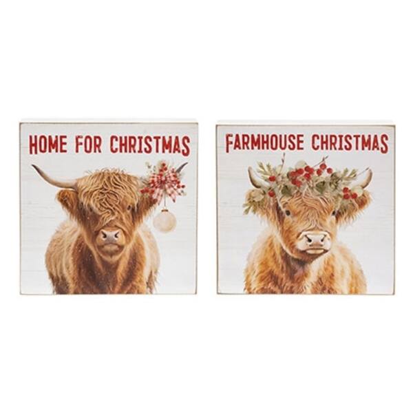 Farmhouse Christmas Box Sign Set Home and Farm - 2 Asstd. - 8" x 1.50 ...