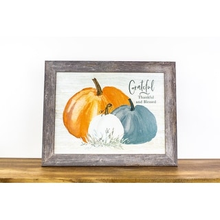 Grateful Thankful Blessed Pumpkin Fall Autumn Decor Art - Bed Bath ...