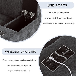 Modular Sectional Sofa w/Wireless Charging, Built-in Bluetooth Speaker ...