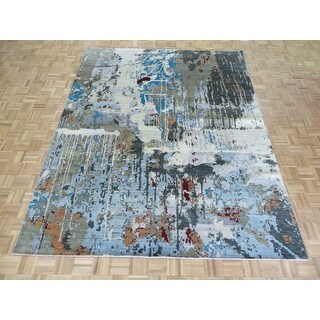 Hand Knotted Multi Colored Modern with 100% Wool Oriental Rug (8'2" x ...